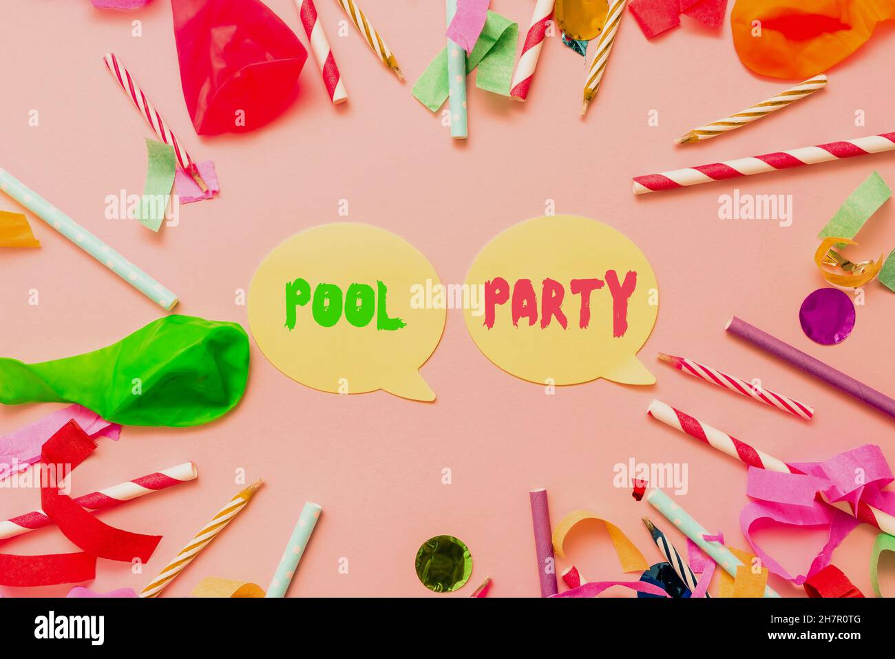 Conceptual display Pool Party. Concept meaning celebration that ...