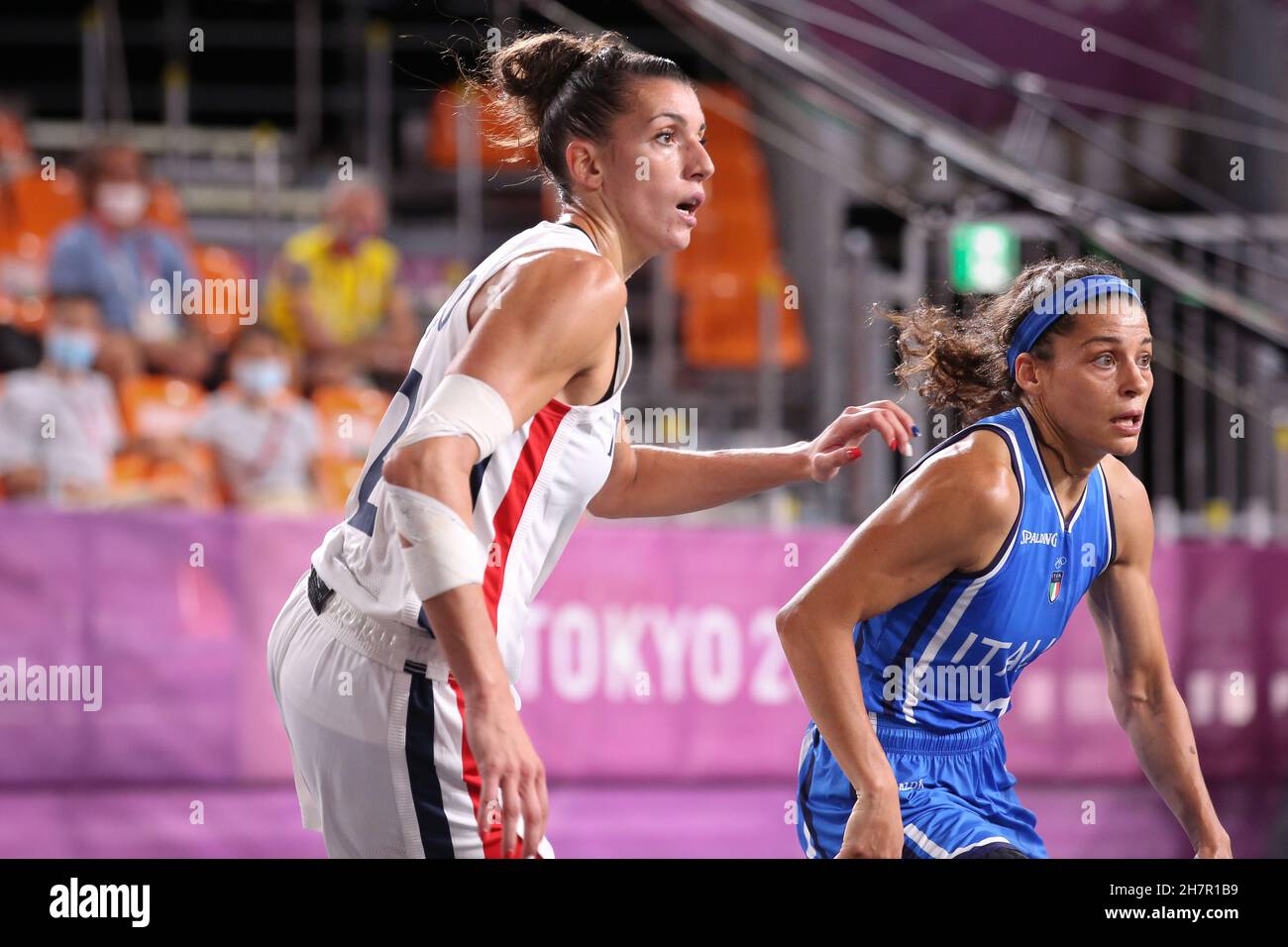 JULY 24th, 2021 - TOKYO, JAPAN: Laetitia GUAPO of France and Rae Lin D'ALIE of Italy in action ...