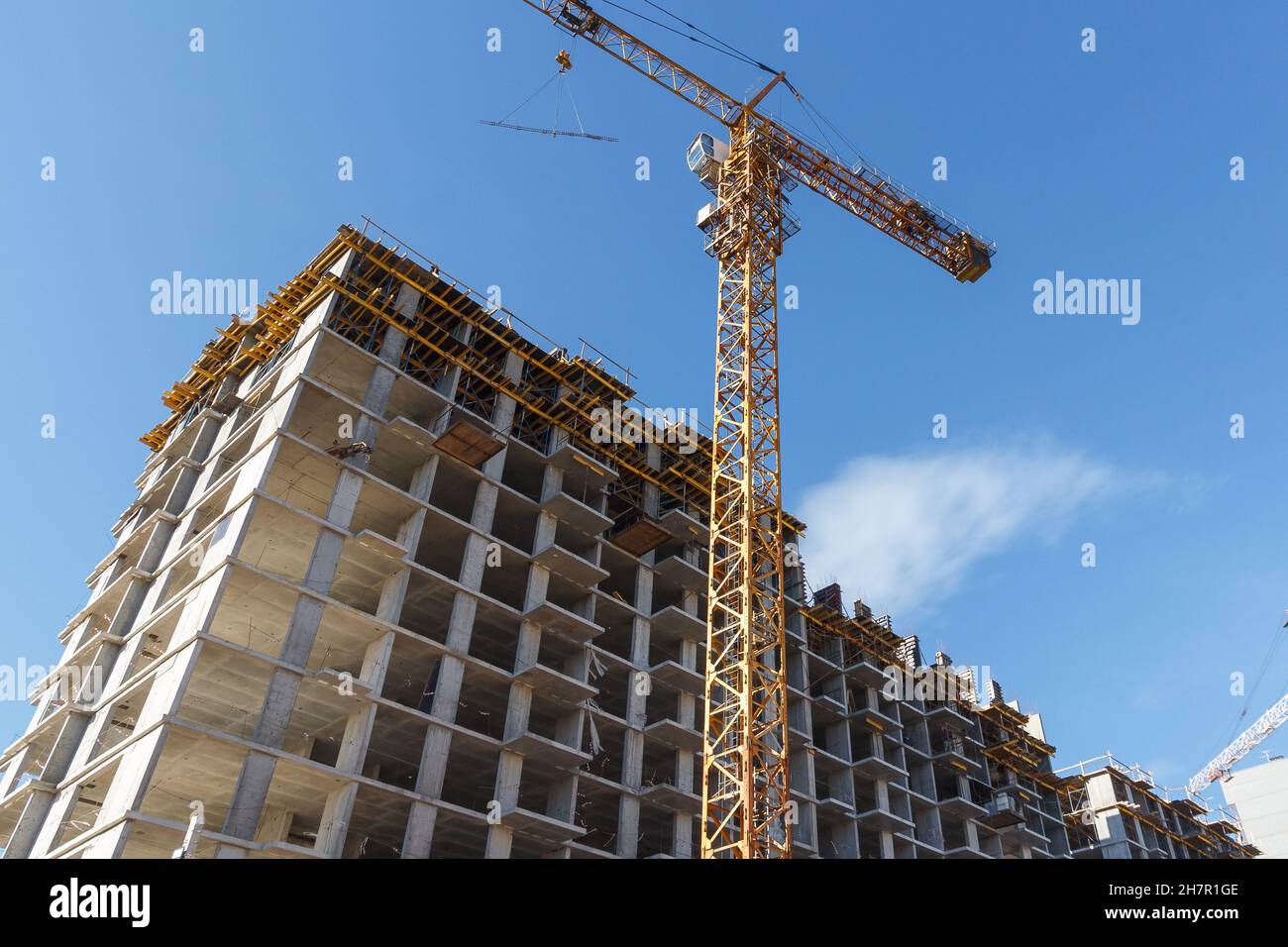 Residential building. Construction of a building using concrete ...