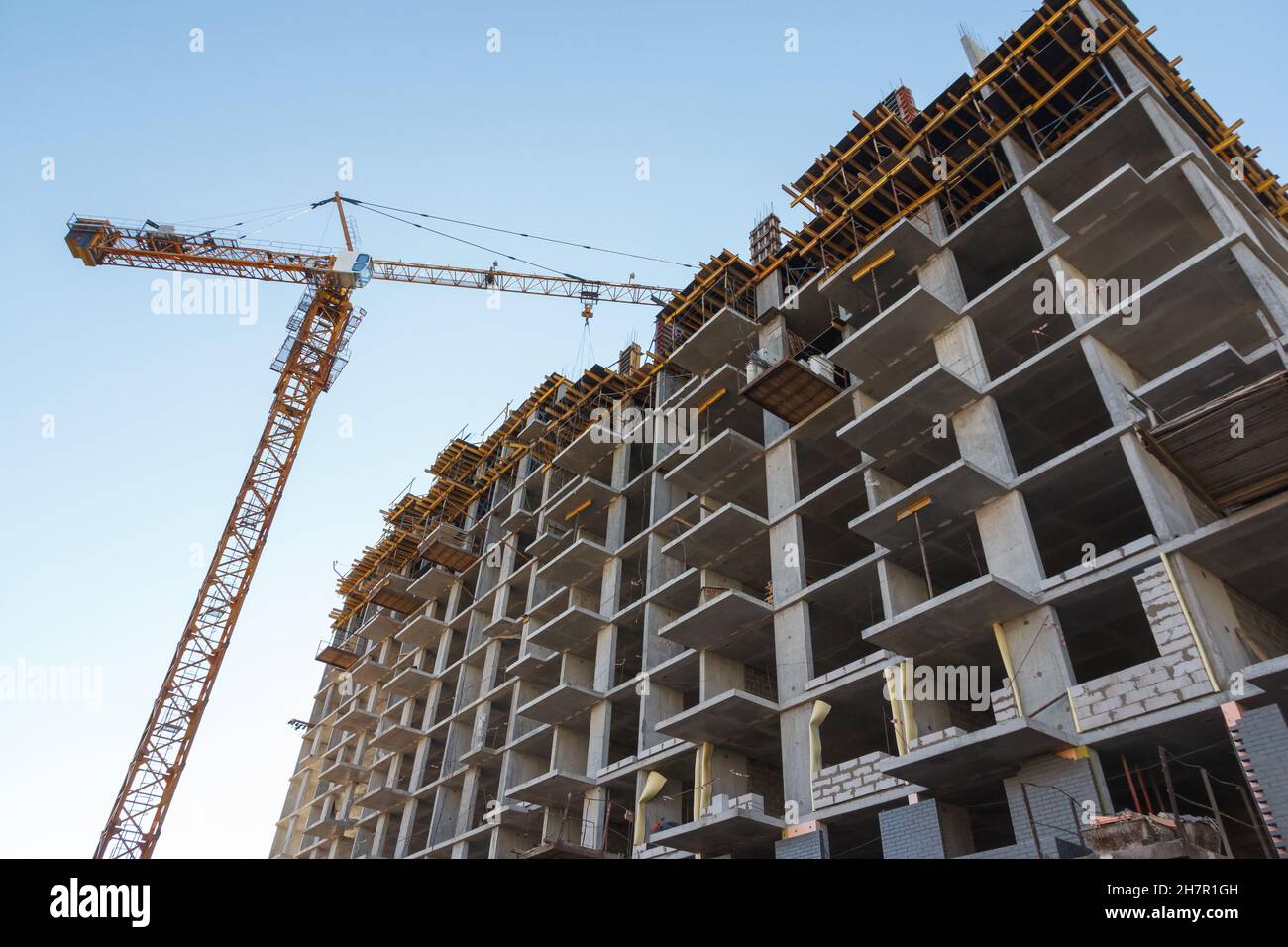Residential building. Construction of a building using concrete ...