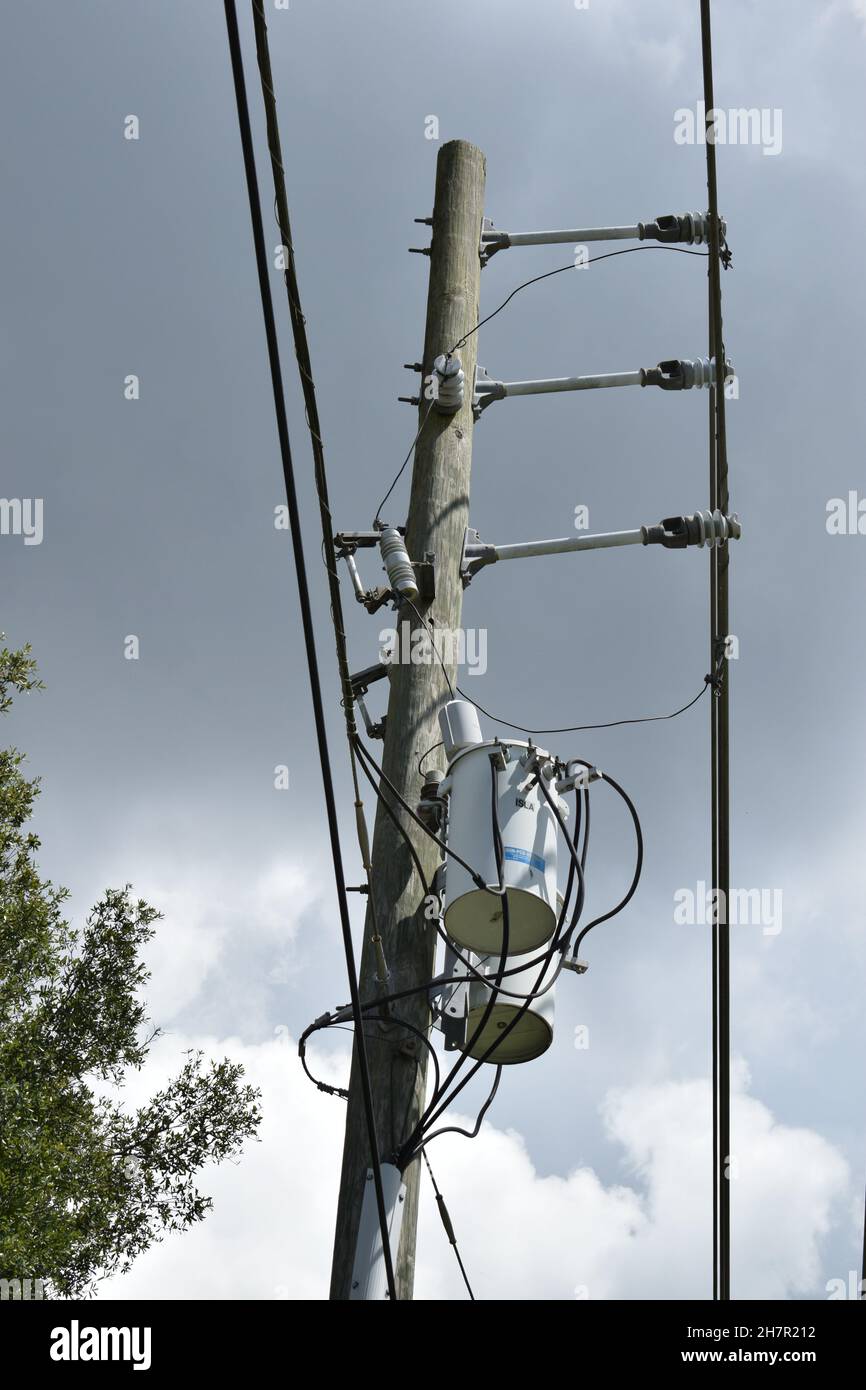 A power pole with two tanks attached in America Stock Photo - Alamy