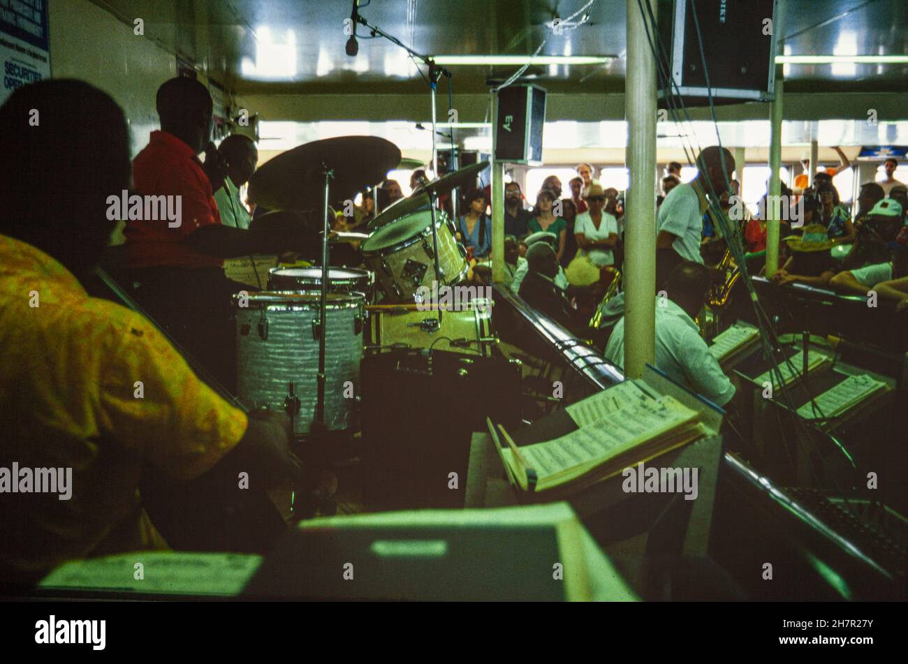 NEW YORK, UNITED STATES MAY 1970: Musicians hold show on the ferry in ...