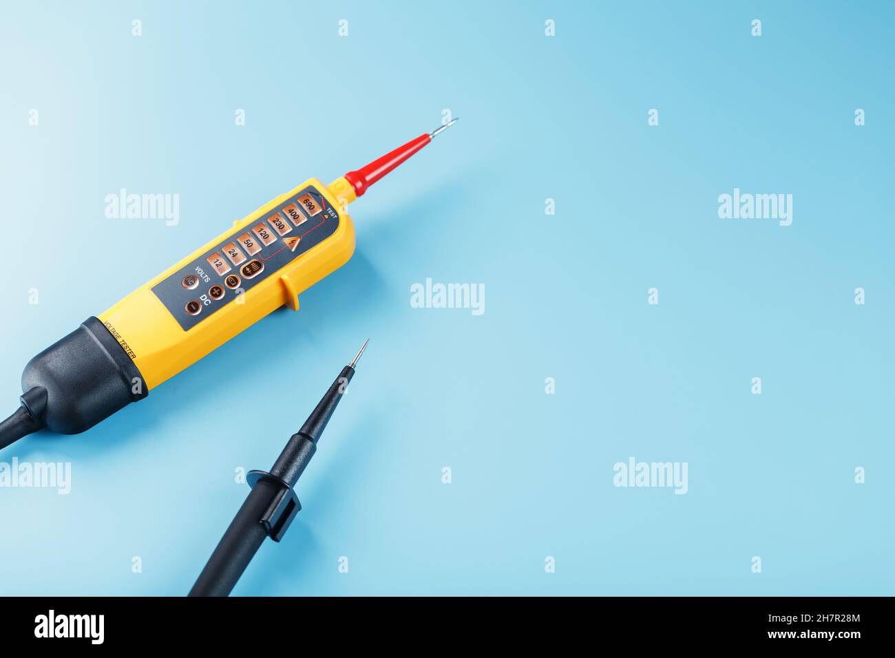 Yellow voltage indicator on a blue background. Free space Testing and ...