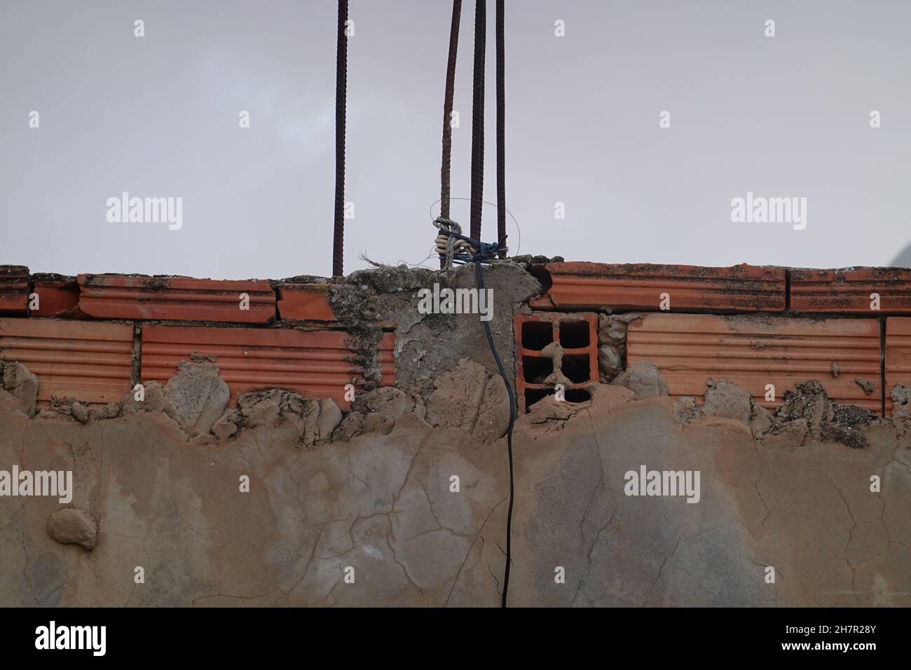 Closeup of a concrete facade wall surface of a constructive building ...