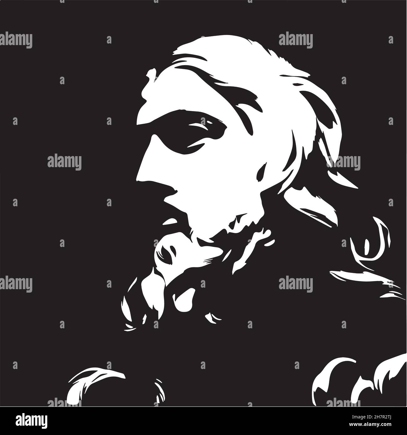 Jesus Christ face. Christian and Catholic religion. Vector illustration ...