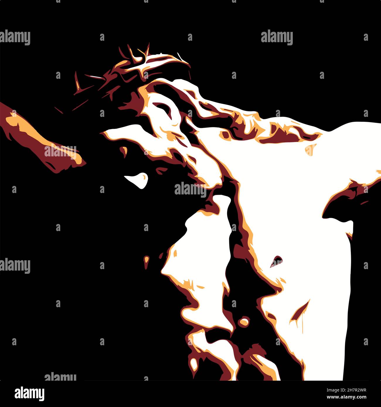 Jesus Christ face. Christian and Catholic religion. Vector illustration ...