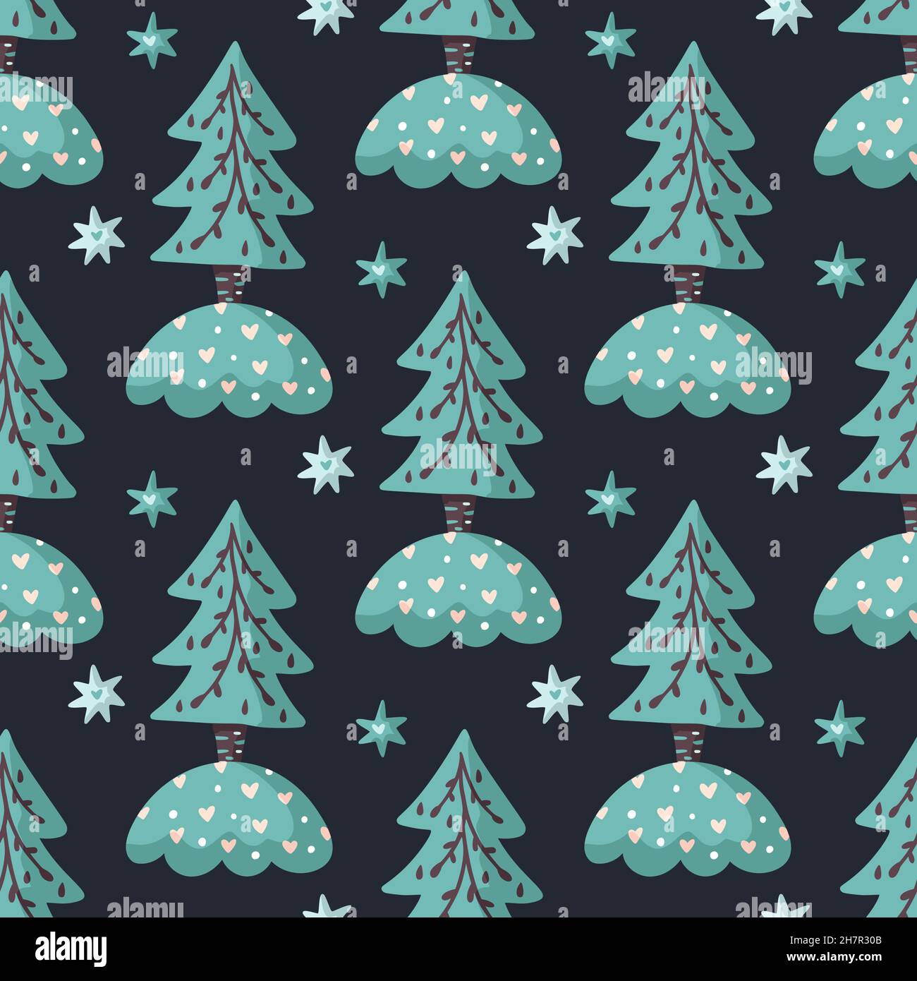 Pine cartoon tree forest seamless pattern - Christmas background Stock ...