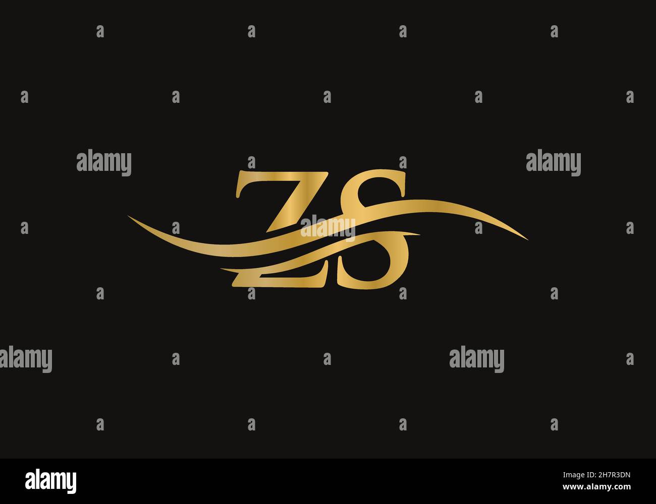 Water Wave ZS Logo Vector. Swoosh Letter ZS Logo Design for business ...
