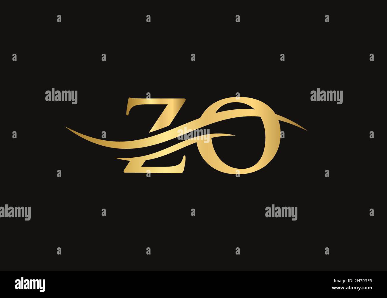 ZO logo design. Initial ZO letter logo vector. Swoosh letter ZO logo ...