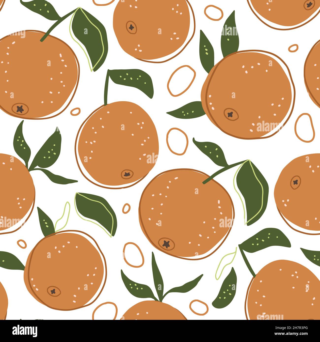 Summer citrus orange fruit cartoon doodle seamless pattern Stock Vector ...