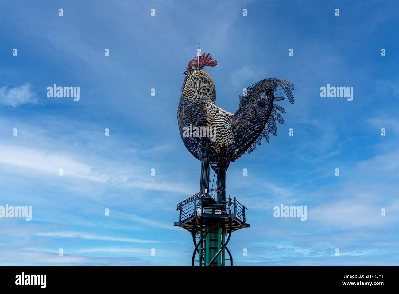 Pamukkale, Denizli, Turkey - August 27 2021: The giant metal rooster ...