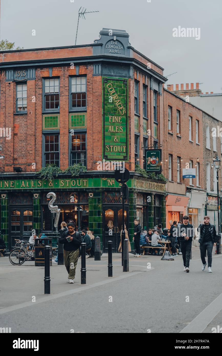 London, UK - October 23, 2021: The Exmouth Arms pub on Exmouth Market ...