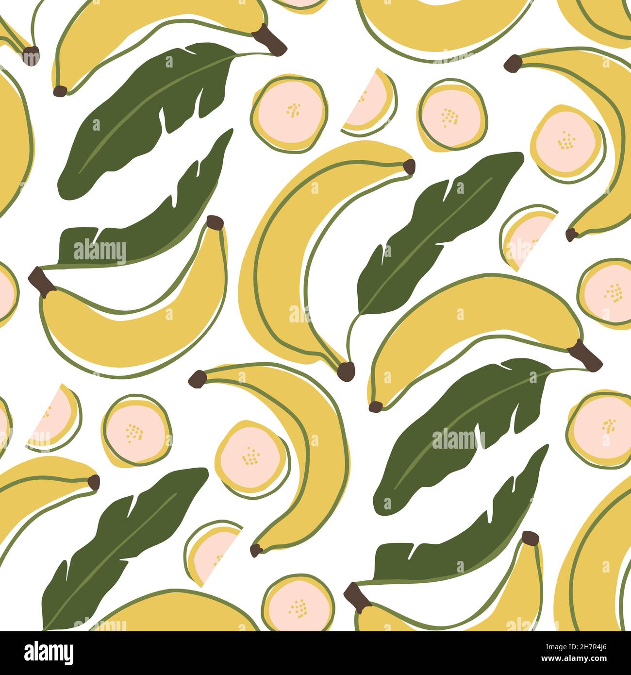 Summer banana fruit cartoon doodle seamless pattern Stock Vector Image ...