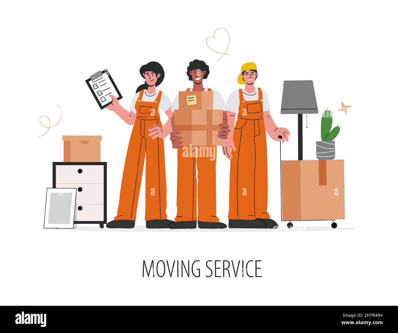Relocation or moving service concept. Group of caucasian,african ...
