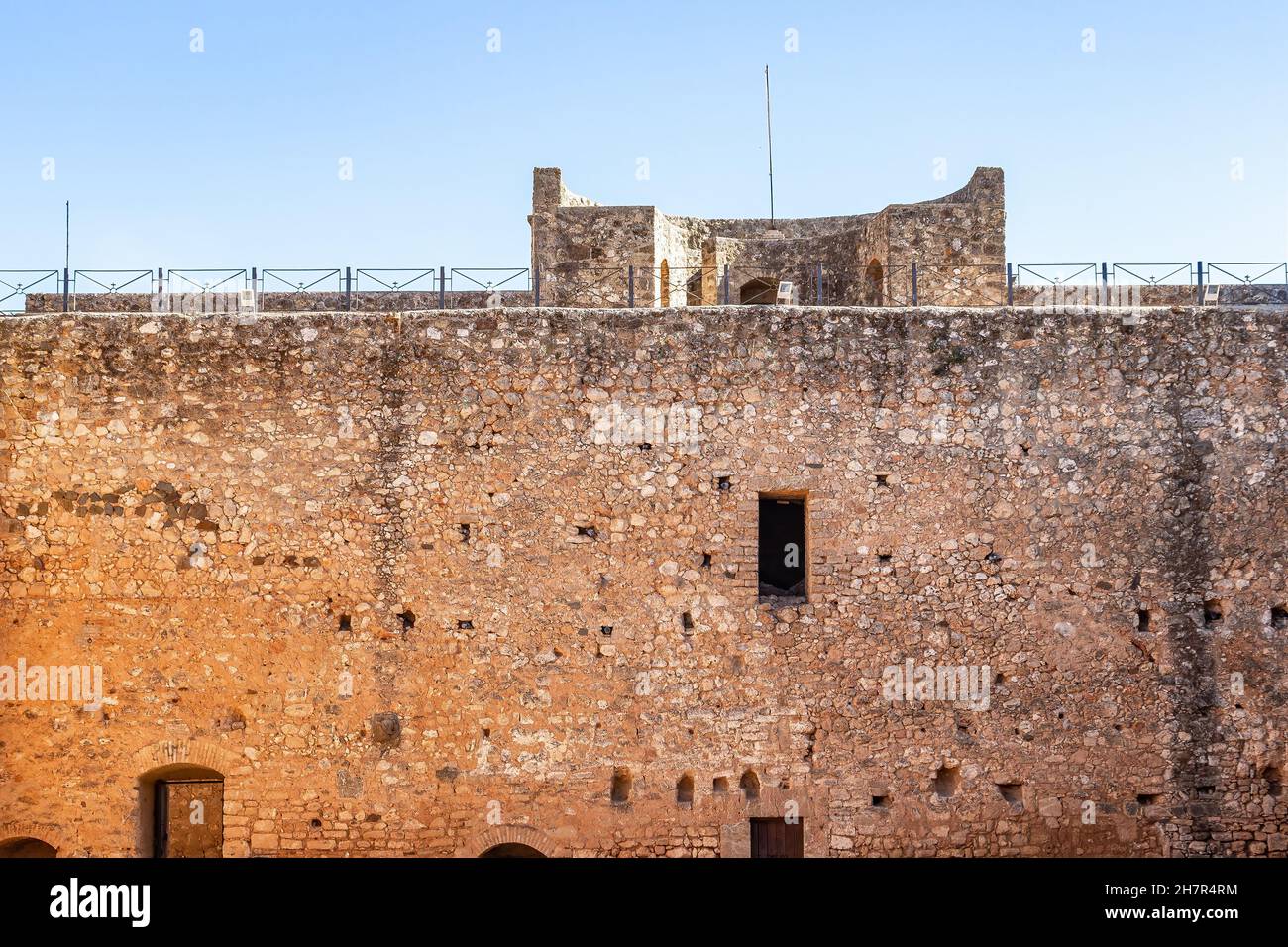 View of defensive walls of Niebla castle, in Huelva, Andalucia, Spain ...
