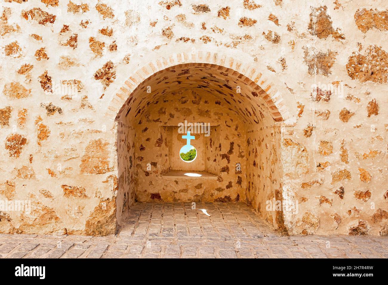 View of defensive embrasures in the walls of castle Stock Photo - Alamy