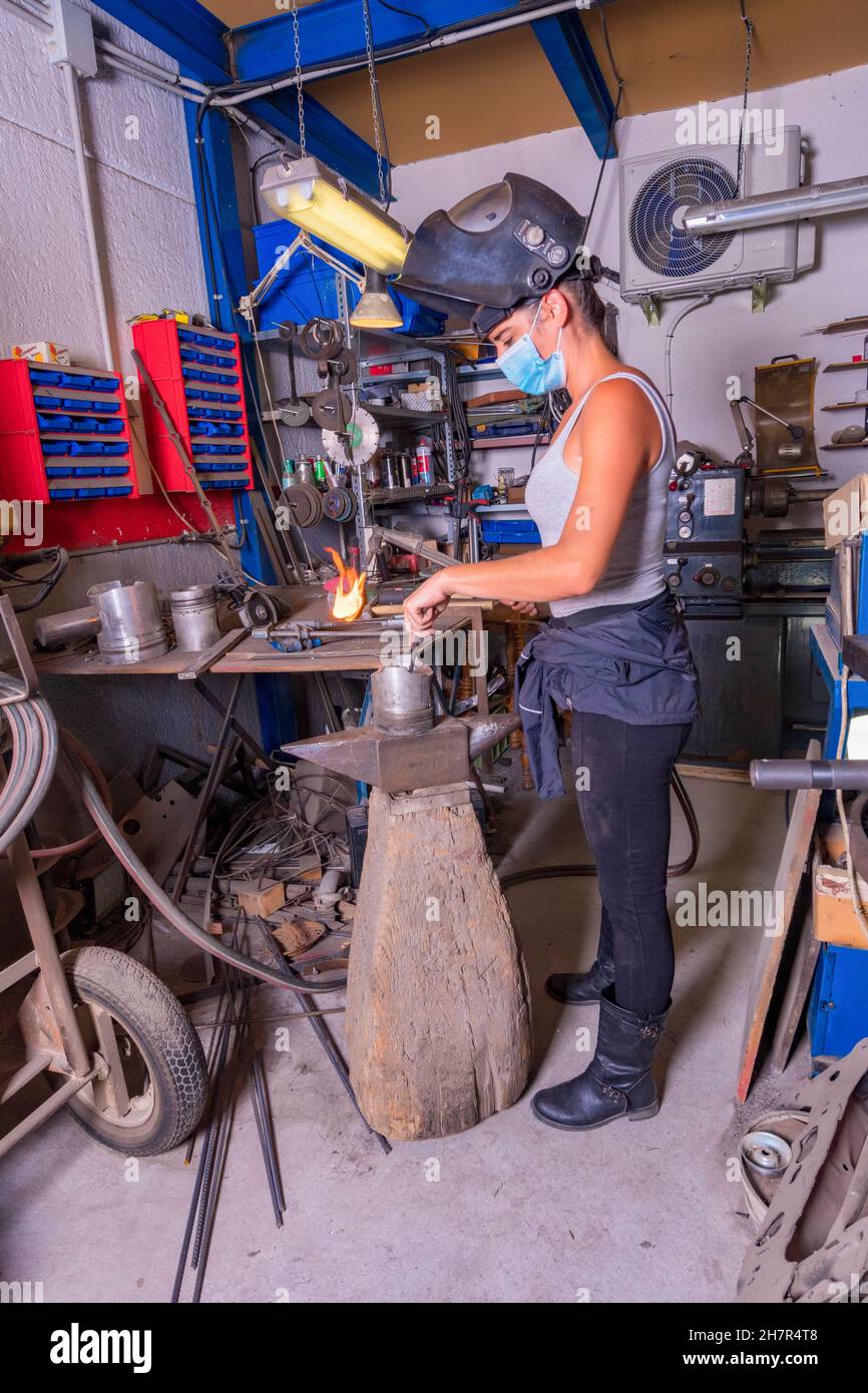 Welder working with gas lance Stock Photo - Alamy