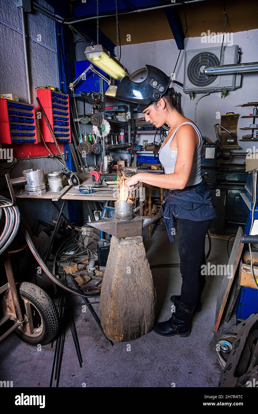 Welder working with gas lance Stock Photo - Alamy