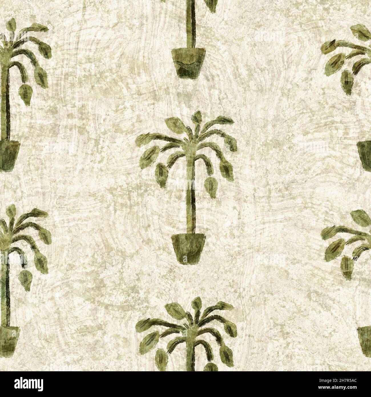 Desert plant on sand texture seamless raster pattern. Organic succulent ...