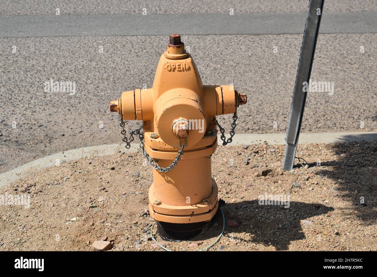 Front view yellow fire hydrant in Arizona Stock Photo - Alamy