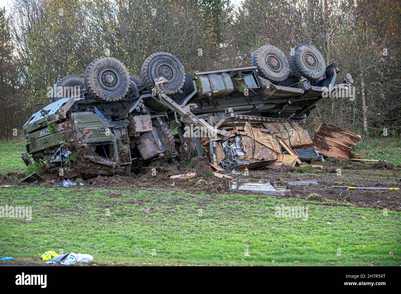 Dunblane, UK. 23rd Nov, 2021. The army heavy lifter truck is seen ...