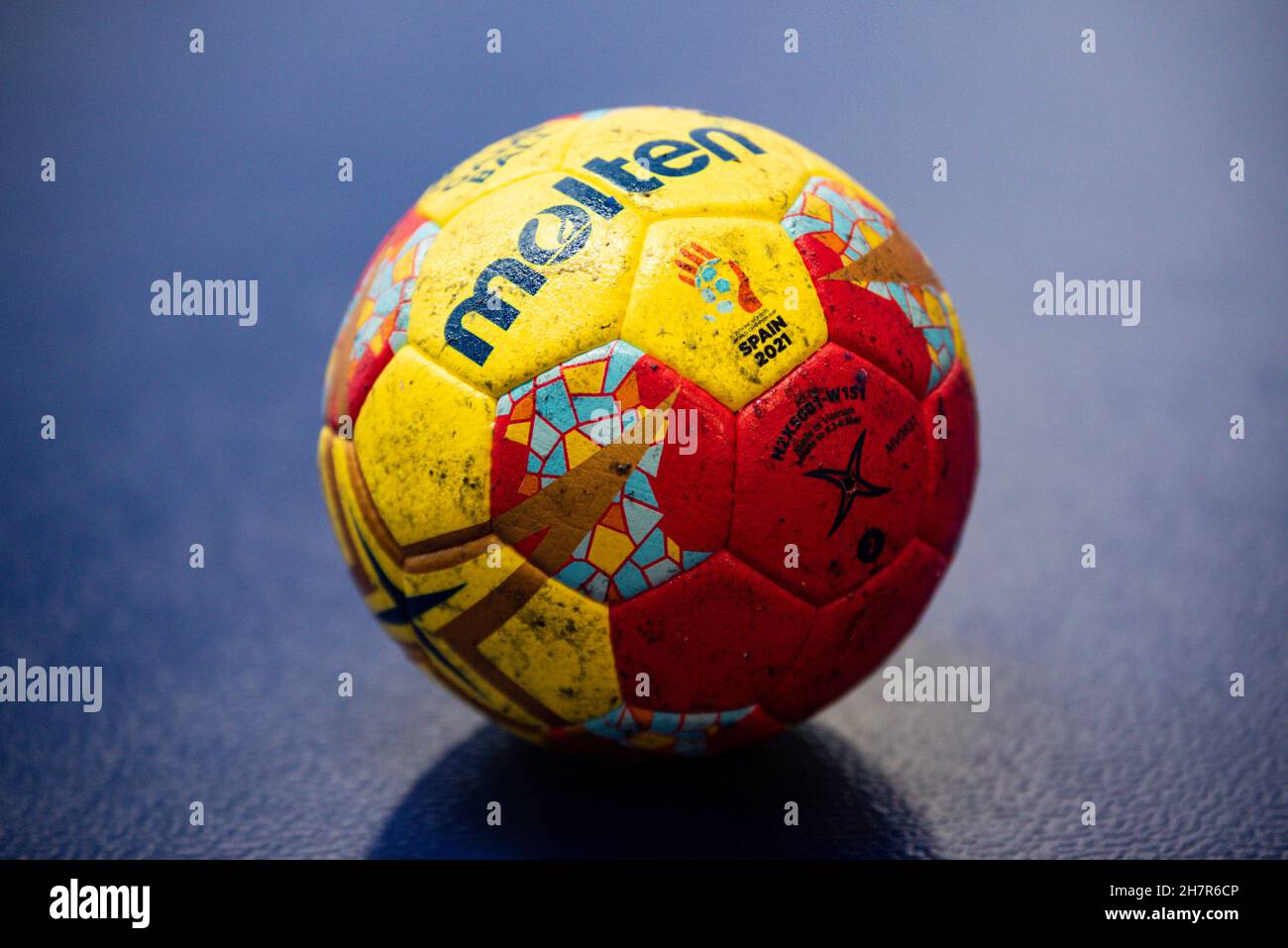 The official ball during the training of the French women's handball ...