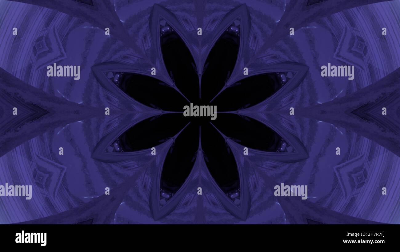 3D rendering of a purple kaleidoscopic pattern with a black flowerlike ...
