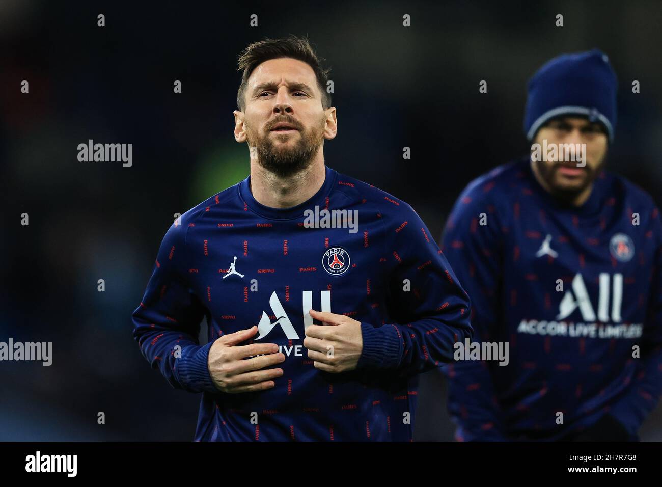 Lionel Messi #30 of Paris Saint-Germain during the pre-game warmup ...