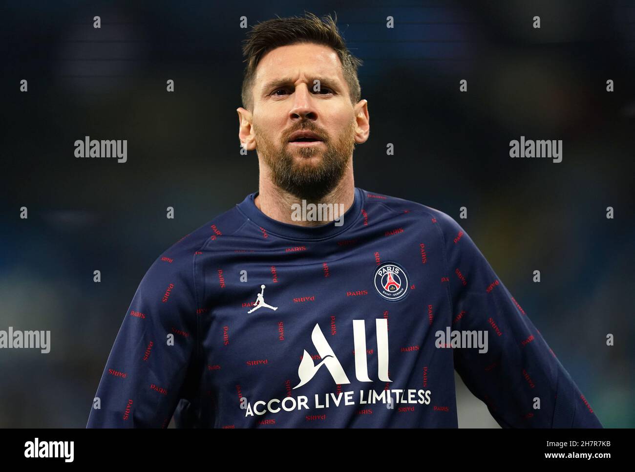 Paris Saint Germain's Lionel Messi warming up before the UEFA Champions ...