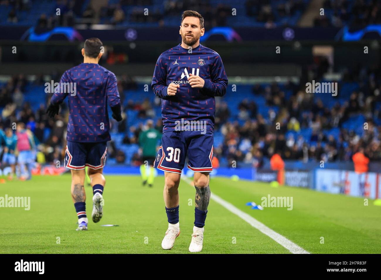 Lionel Messi #30 of Paris Saint-Germain during the pre-game warmup ...