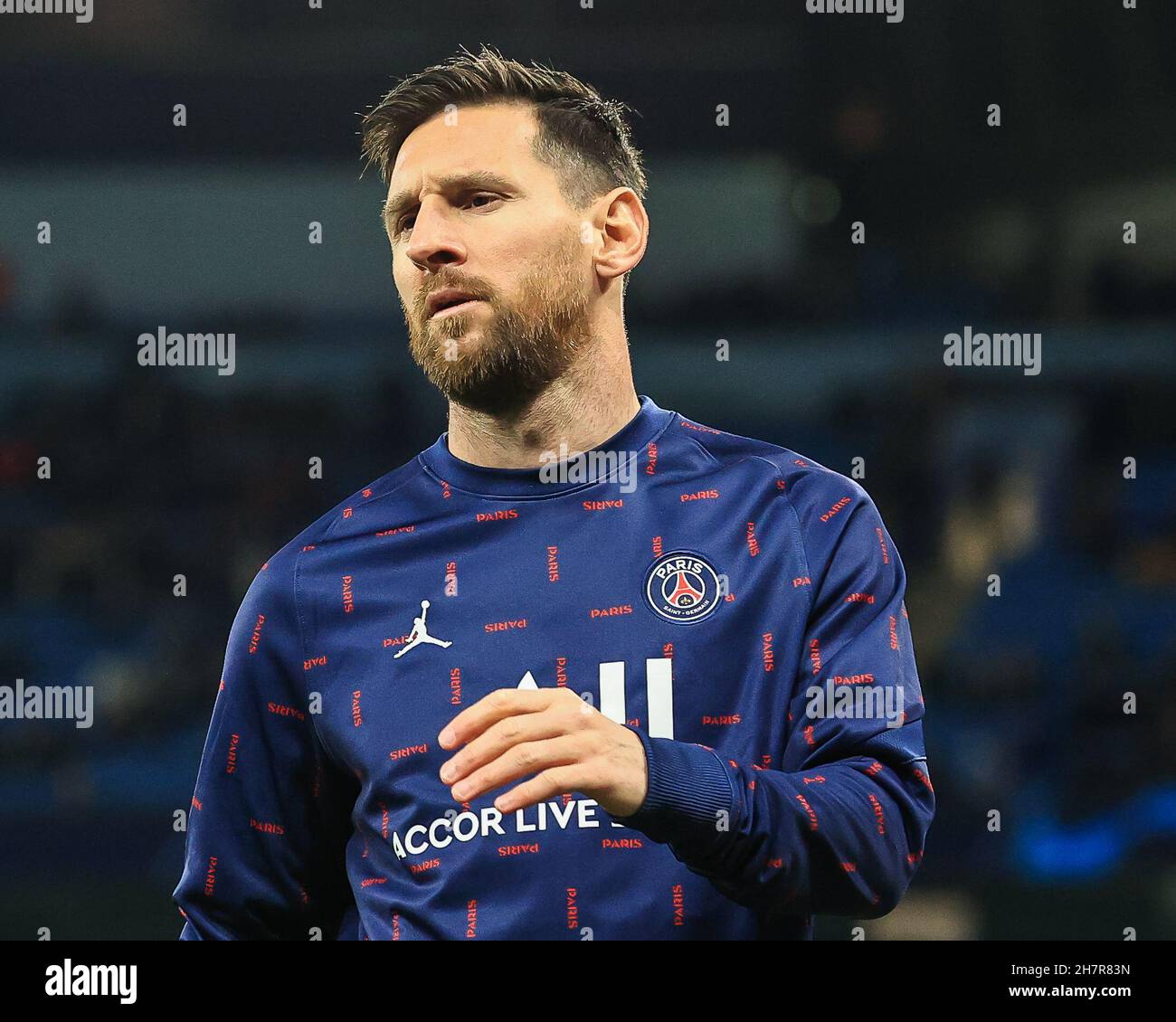 Lionel Messi #30 of Paris Saint-Germain during the pre-game warmup ...
