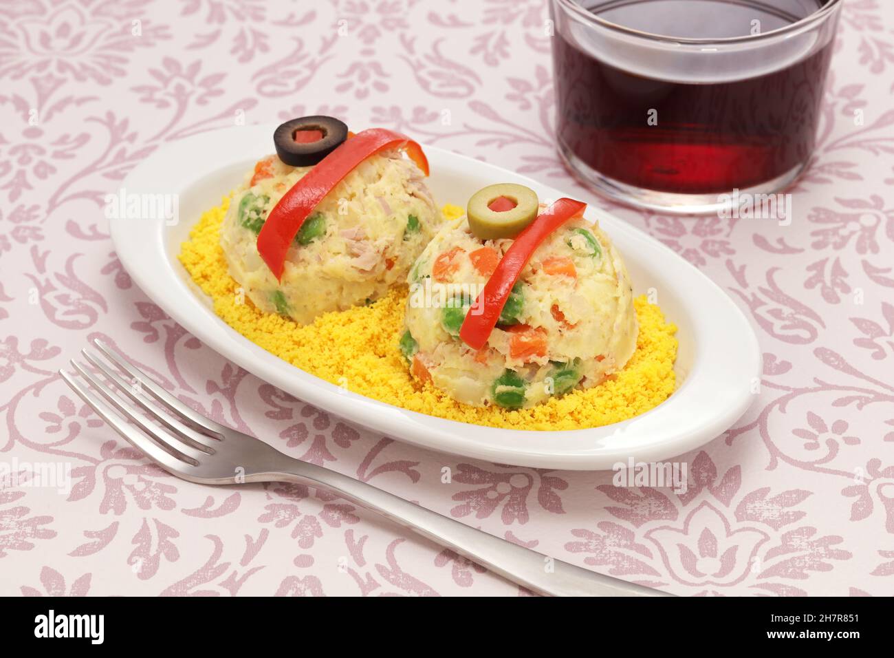ensaladilla rusa, Spanish food, Russian style potato salad Stock Photo ...