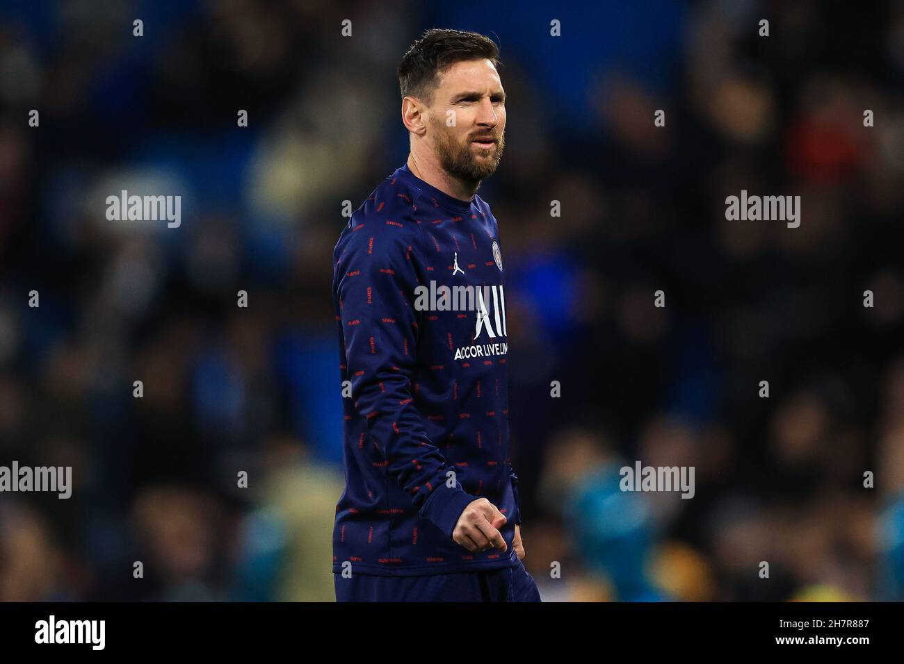 Lionel Messi #30 of Paris Saint-Germain during the pre-game warmup ...