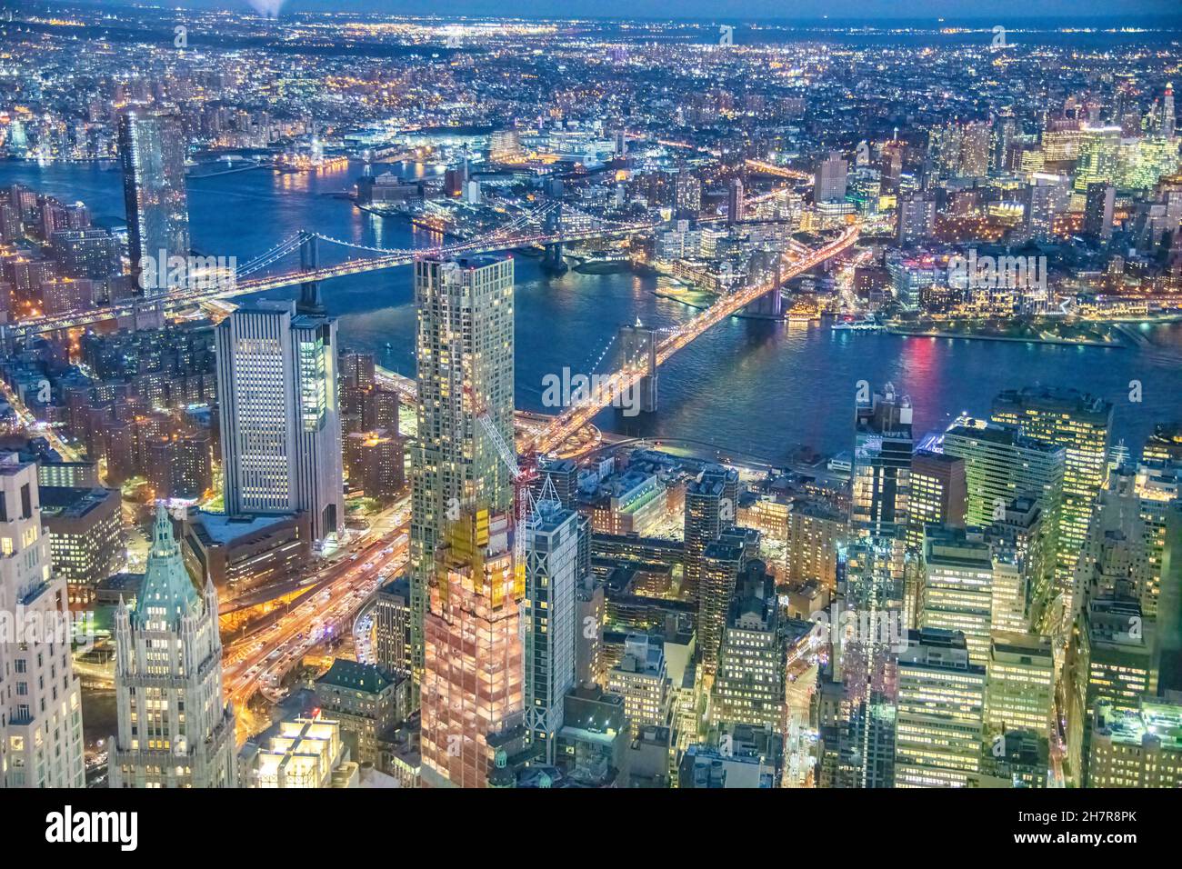 Aerial view of brooklyn by night hi-res stock photography and images ...