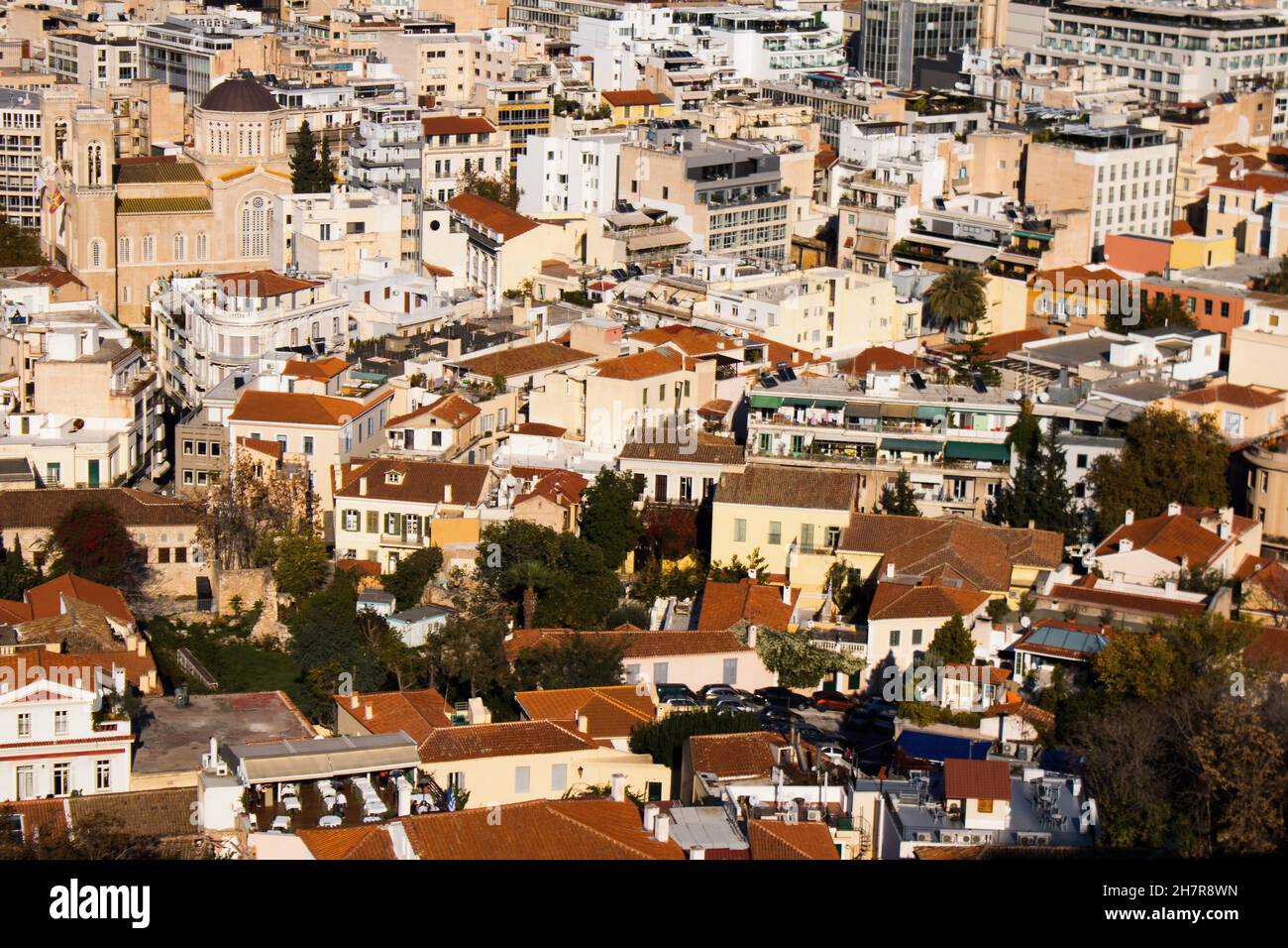 Athens, Greece - November 22, 2021 Panoramic view of buildings and ...