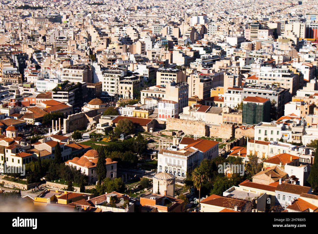 Athens, Greece - November 22, 2021 Panoramic view of buildings and ...