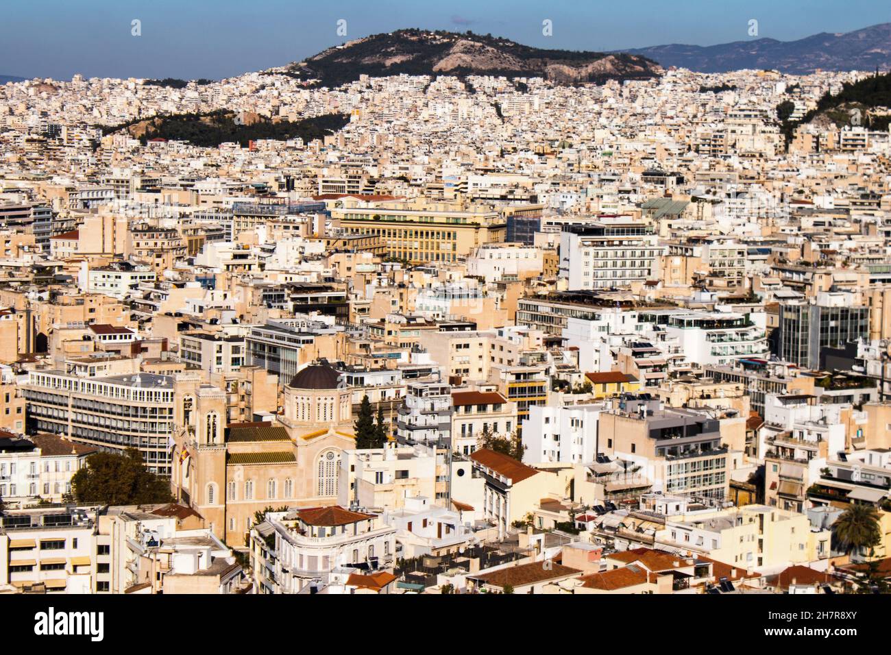 Athens, Greece - November 22, 2021 Panoramic view of buildings and ...