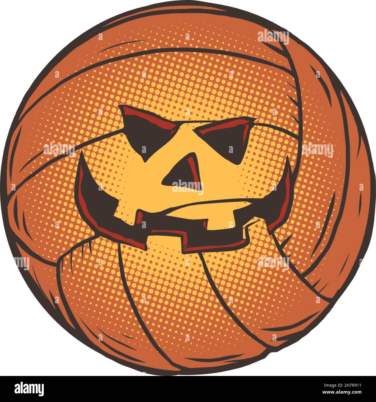 halloween pumpkin face volleyball ball, sports item Stock Vector Image ...