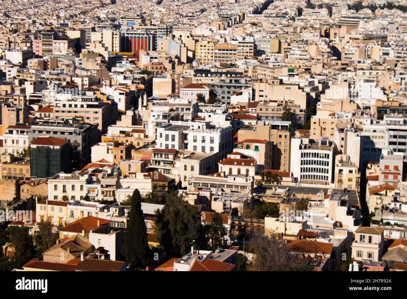 Athens, Greece - November 22, 2021 Panoramic view of buildings and ...