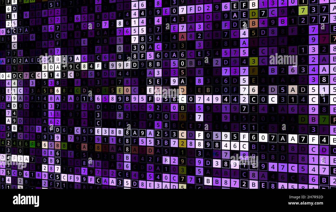Background with lot of changing numbers. Animation. Multi-colored cells ...