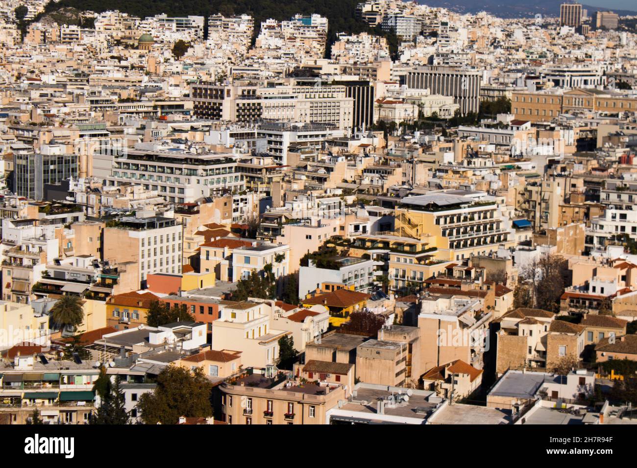 Athens, Greece - November 22, 2021 Panoramic view of buildings and ...