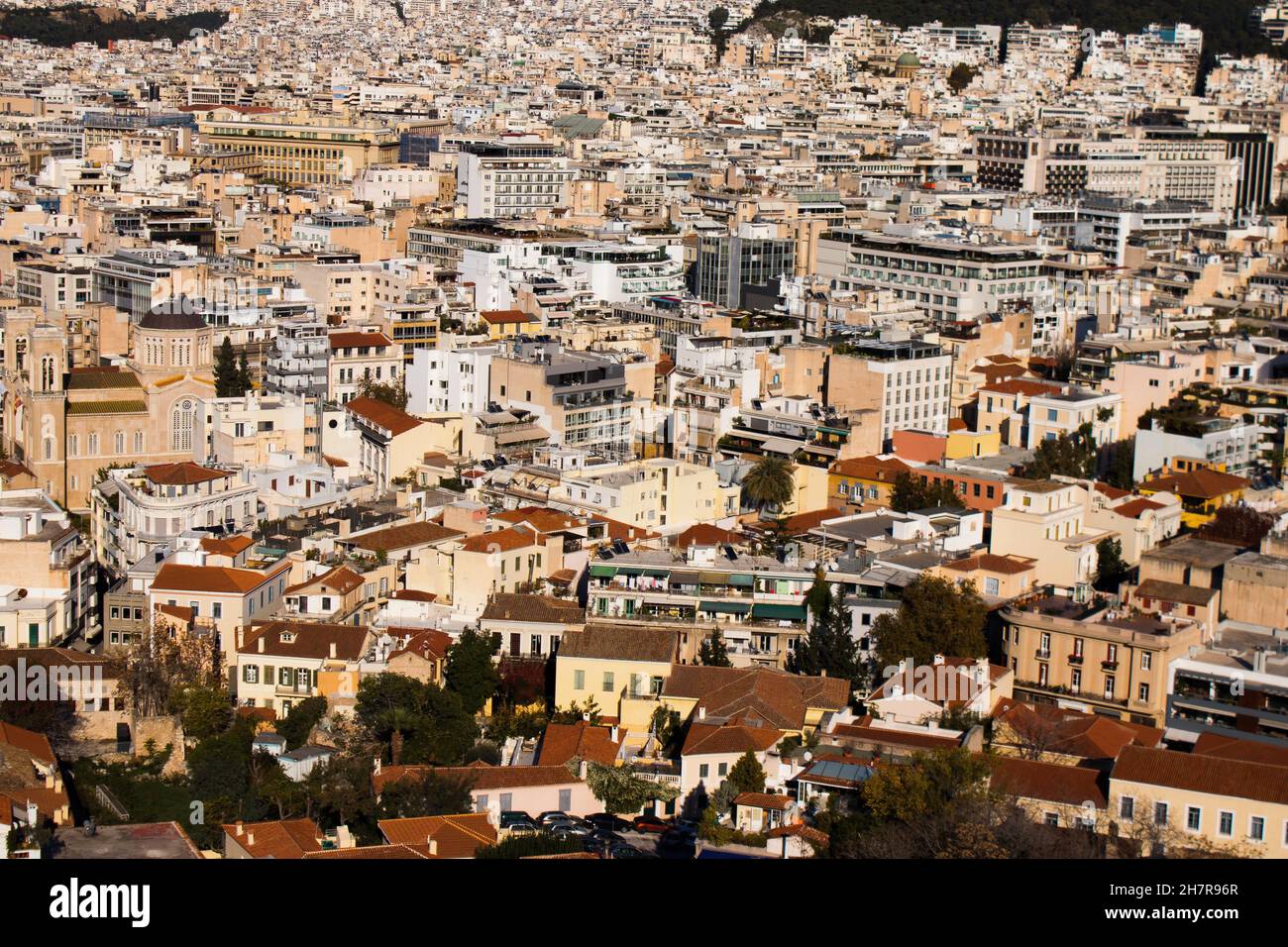 Athens, Greece - November 22, 2021 Panoramic view of buildings and ...