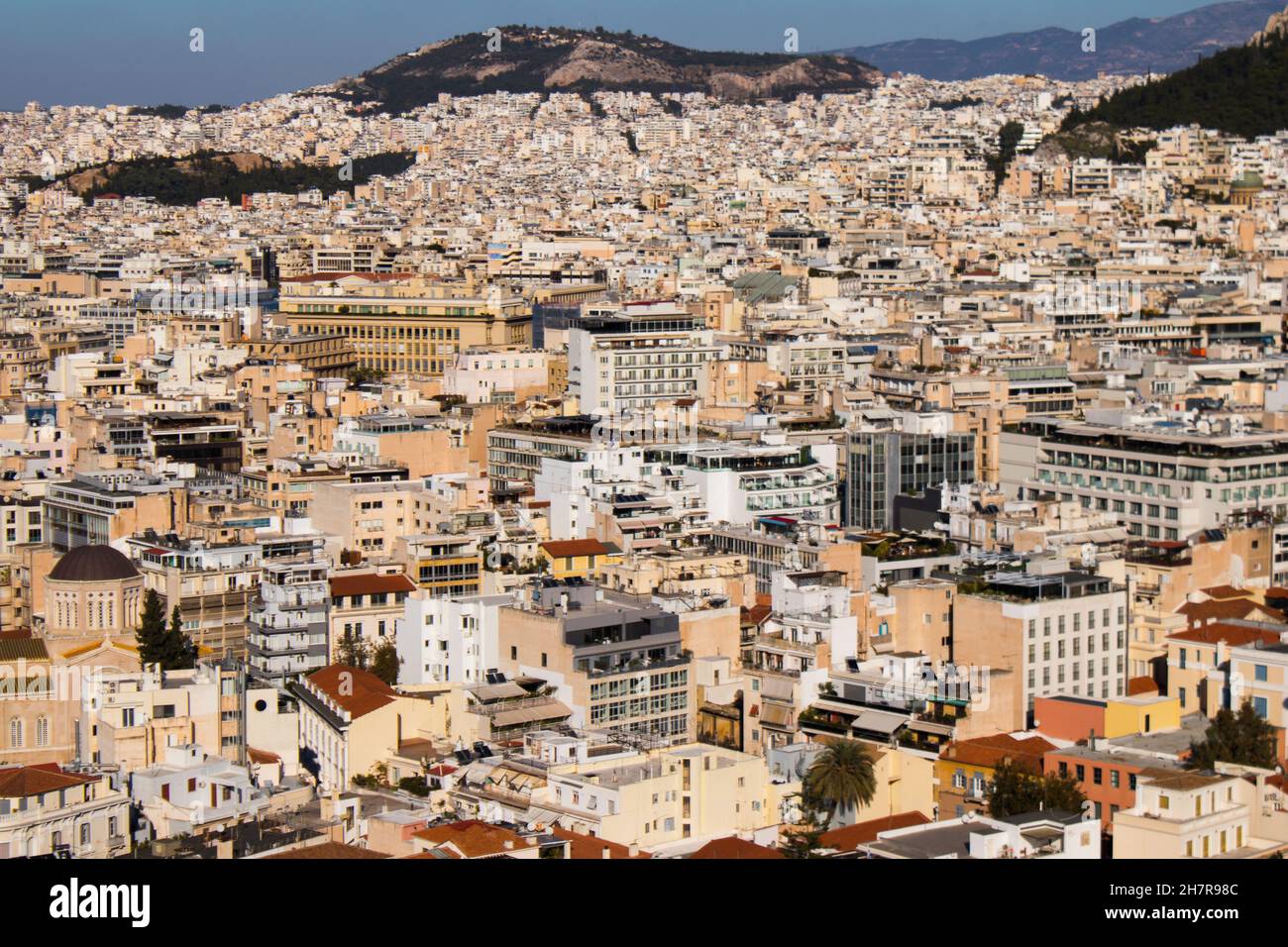 Athens, Greece - November 22, 2021 Panoramic view of buildings and ...