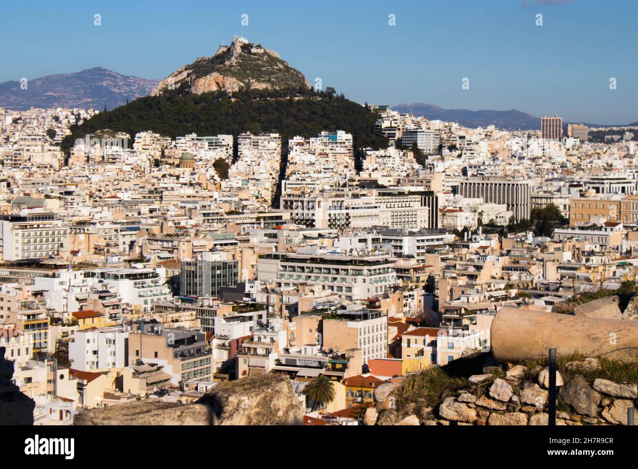 Athens, Greece - November 22, 2021 Panoramic view of buildings and ...