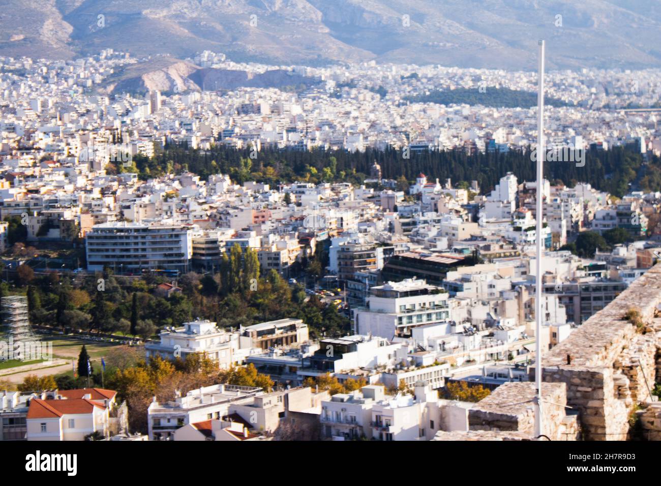 Athens, Greece - November 22, 2021 Panoramic view of buildings and ...