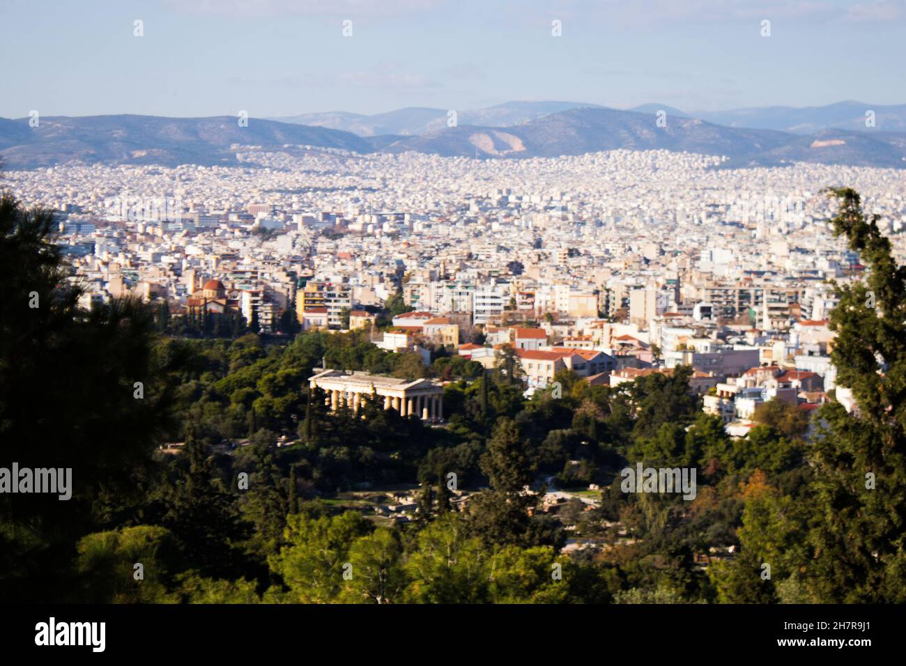 Athens, Greece - November 22, 2021 Panoramic view of buildings and ...