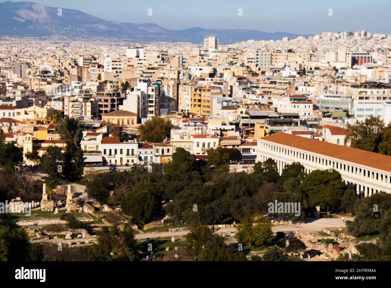 Athens, Greece - November 22, 2021 Panoramic view of buildings and ...