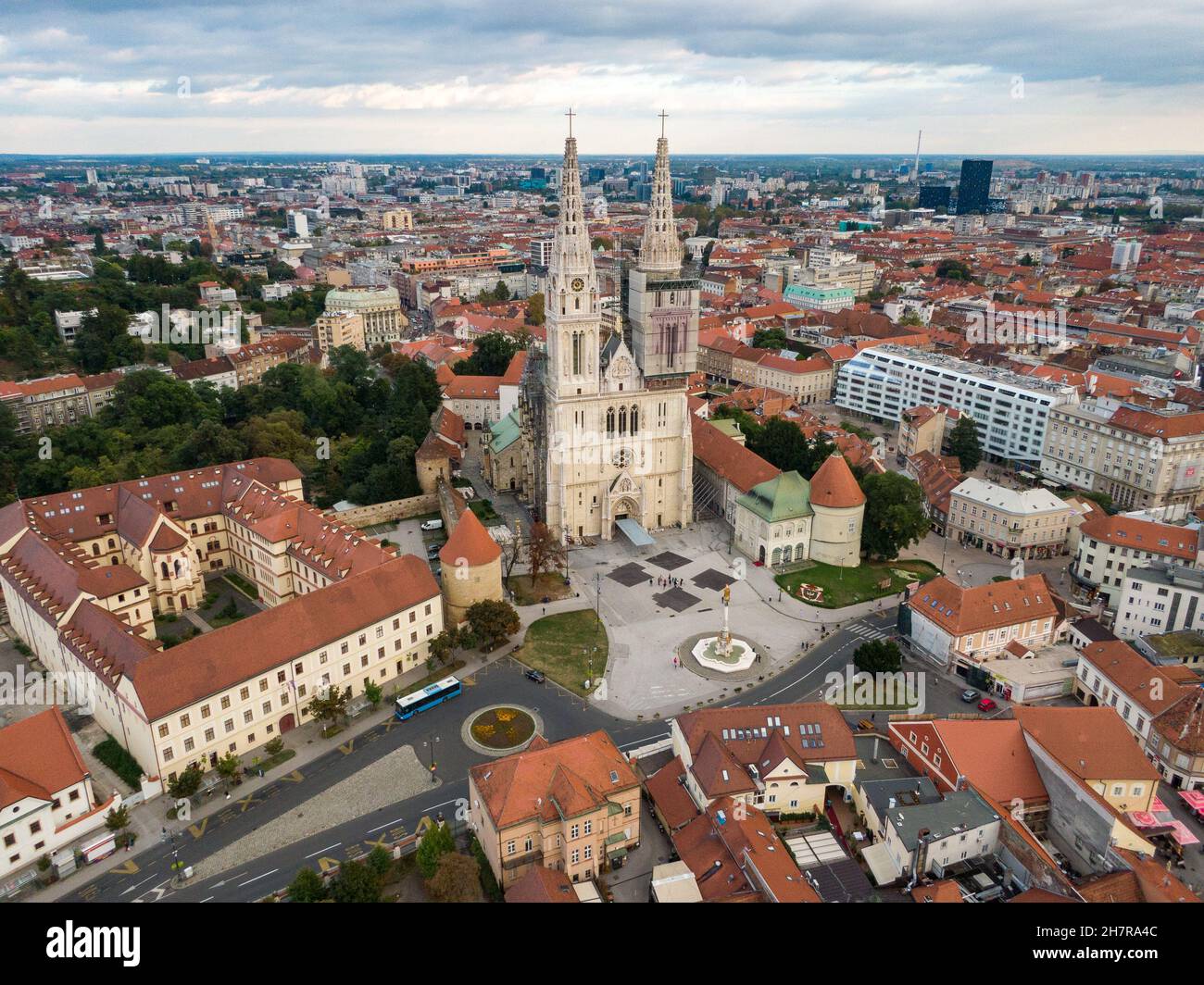Zagreb, Croatia, shoot with drone.A view from the top.Cathedral of ...