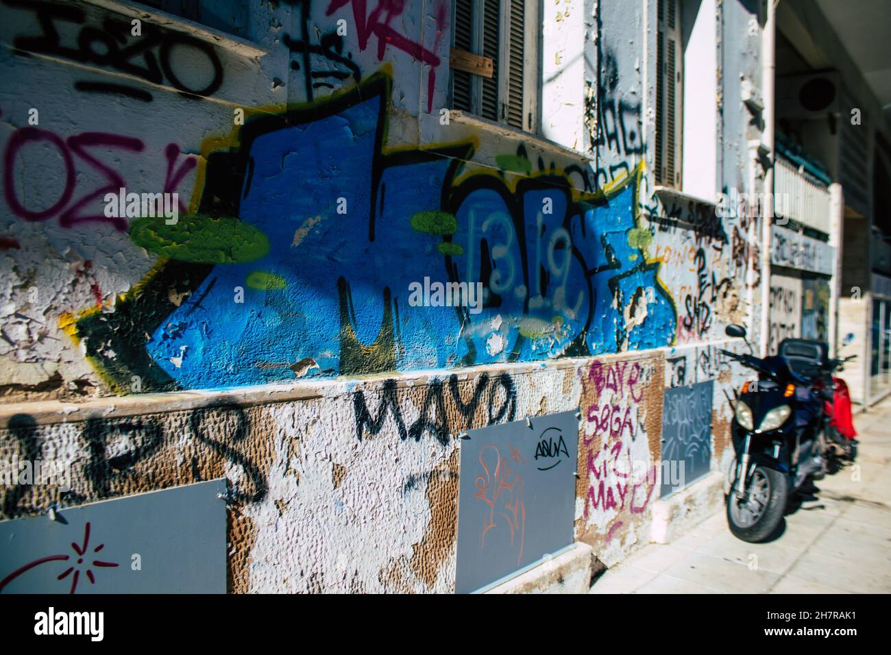 Athens, Greece - November 22, 2021 Street art in Athens, graffiti that ...