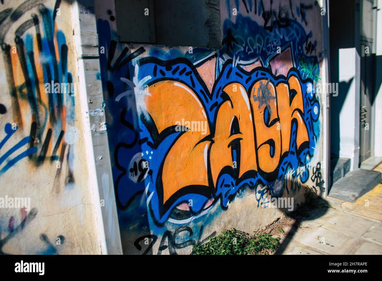 Athens, Greece - November 22, 2021 Street art in Athens, graffiti that ...